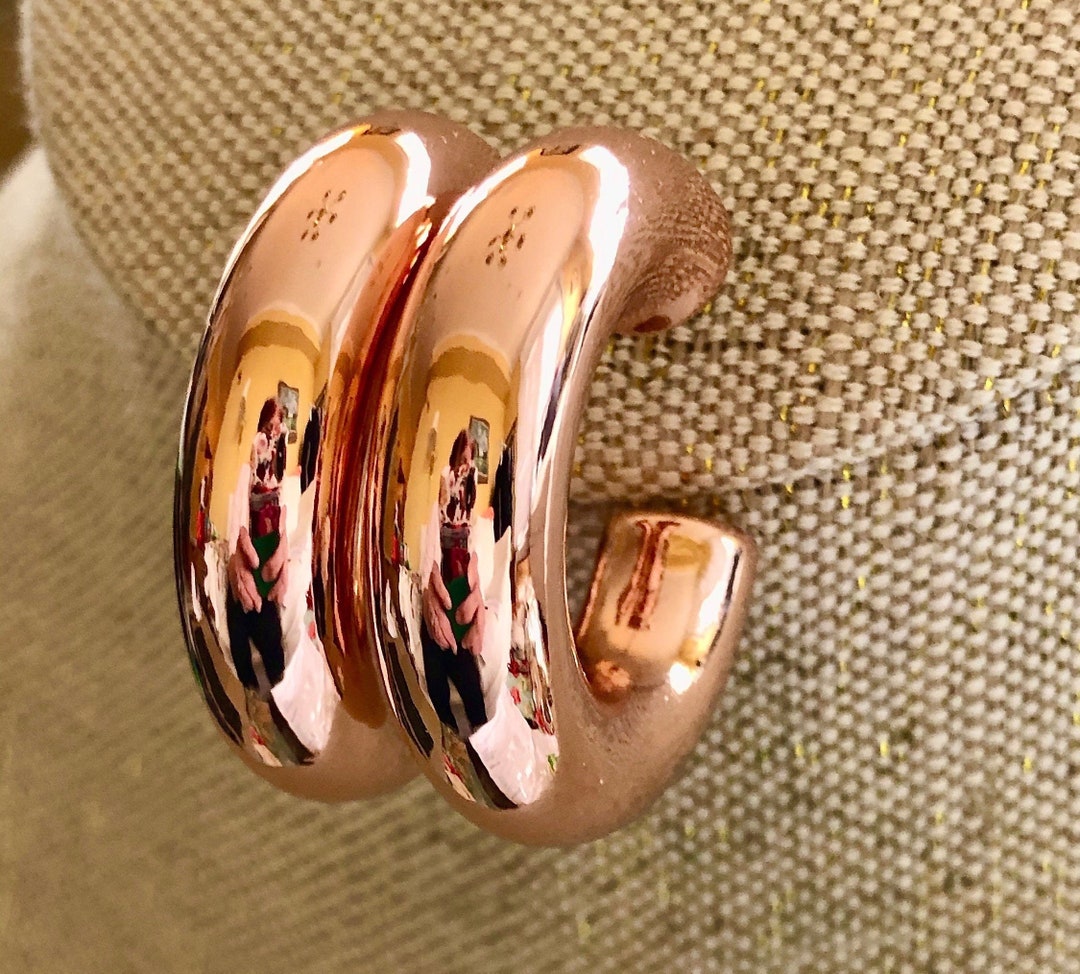 1.5 INCH Large Rose Gold Tube Hoop, Chubby Rose Gold Hoop, Tire Hoop ...