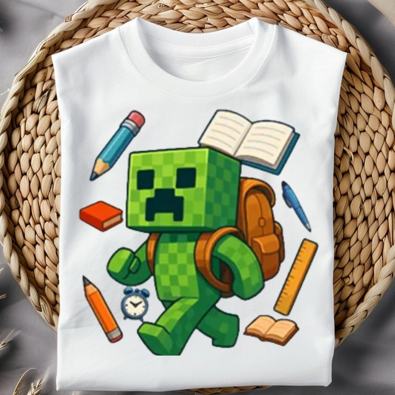 Minecraft Creeper Back to School PNG | Gamer Hoodie Design (digital ...