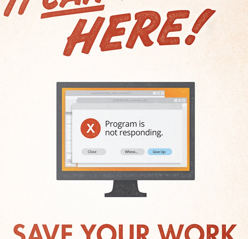 Save Your Work Printable Graphic Design Poster Windows / PC - Etsy