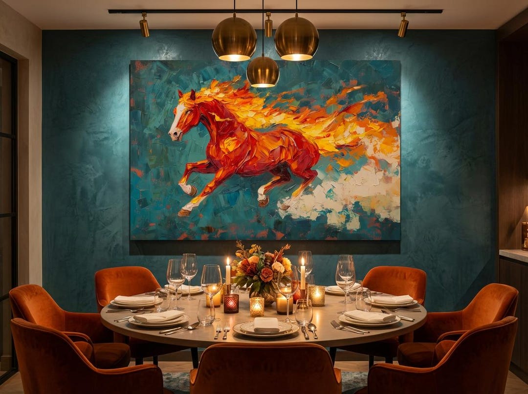 Blazing Fire Horse Canvas | Chinese Zodiac 2026 Wall Art | Year of the ...