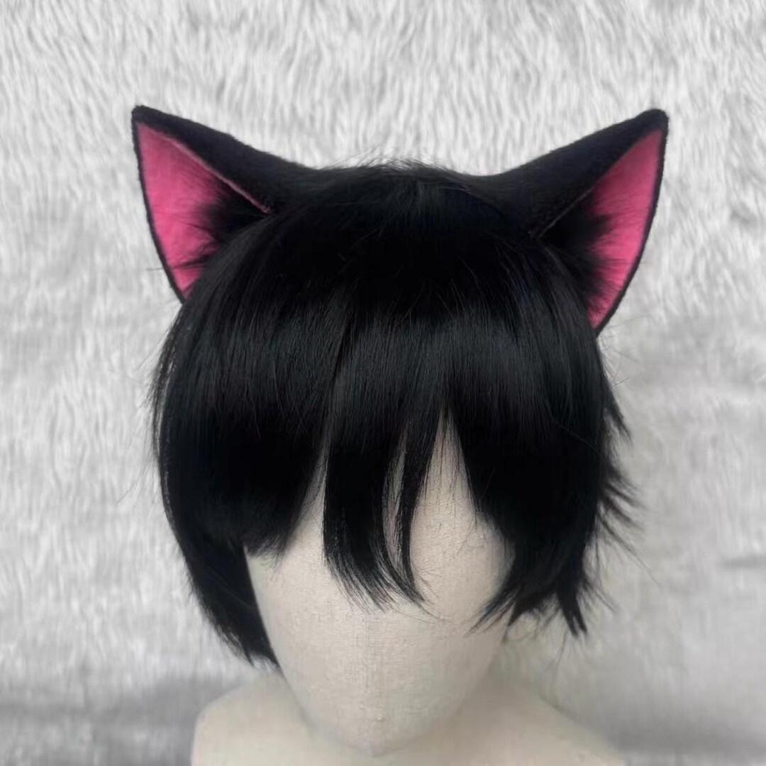 Handmade Black Furry Cat Ears Headband - 2 Styles Magenta & Light Pink ...