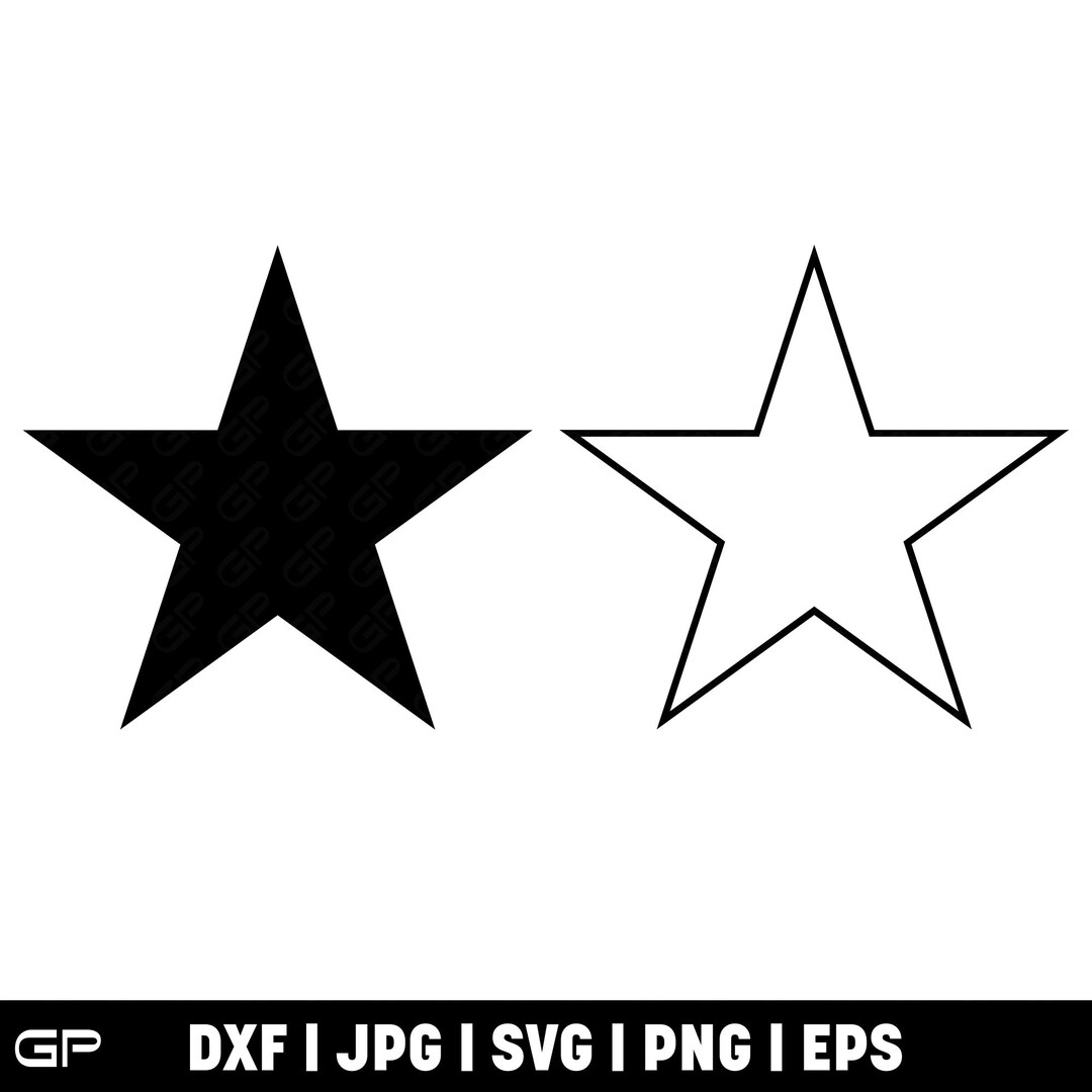 Star Outline & Fill SVG Files: Five Pointed Star Clipart (digital ...