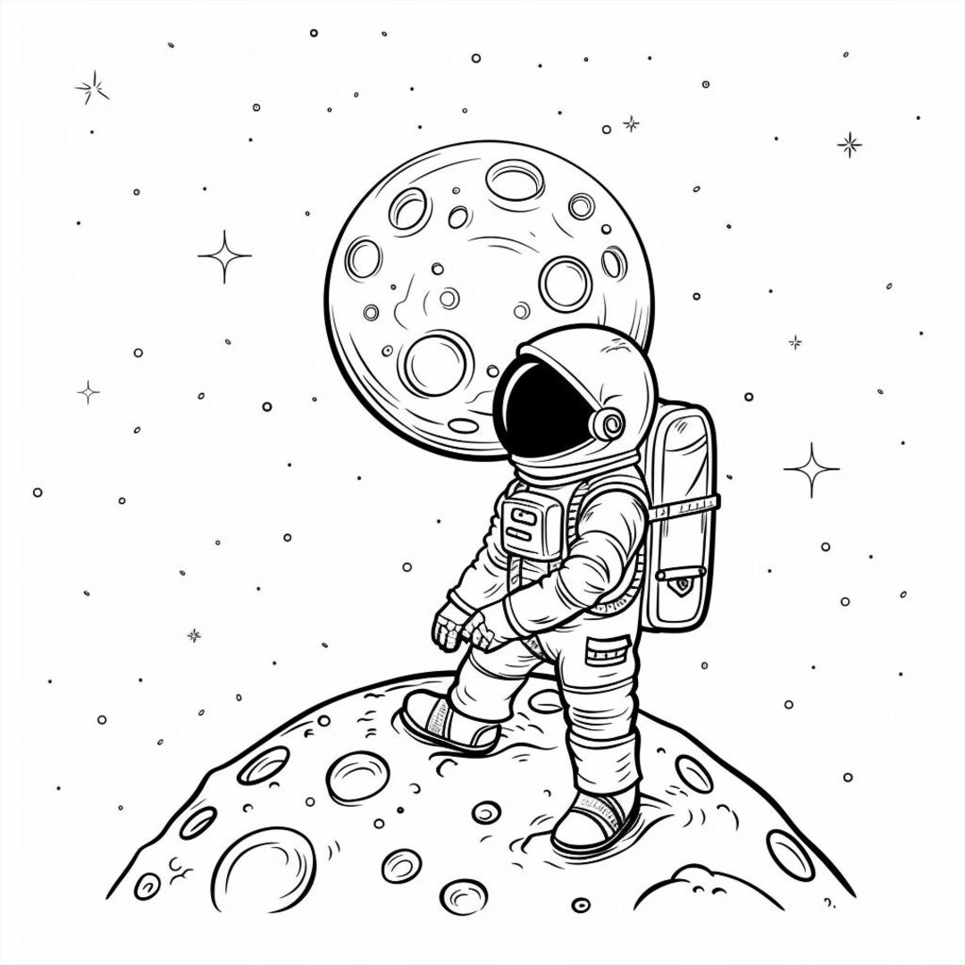Adventures in Space 125 Children's Colouring Pages Depicting Cartoon ...