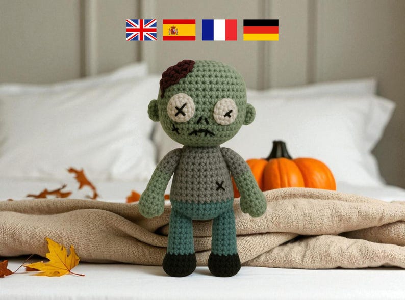 Zombie Crochet Pattern PDF: Amigurumi Halloween Doll, No-sew Plush ...