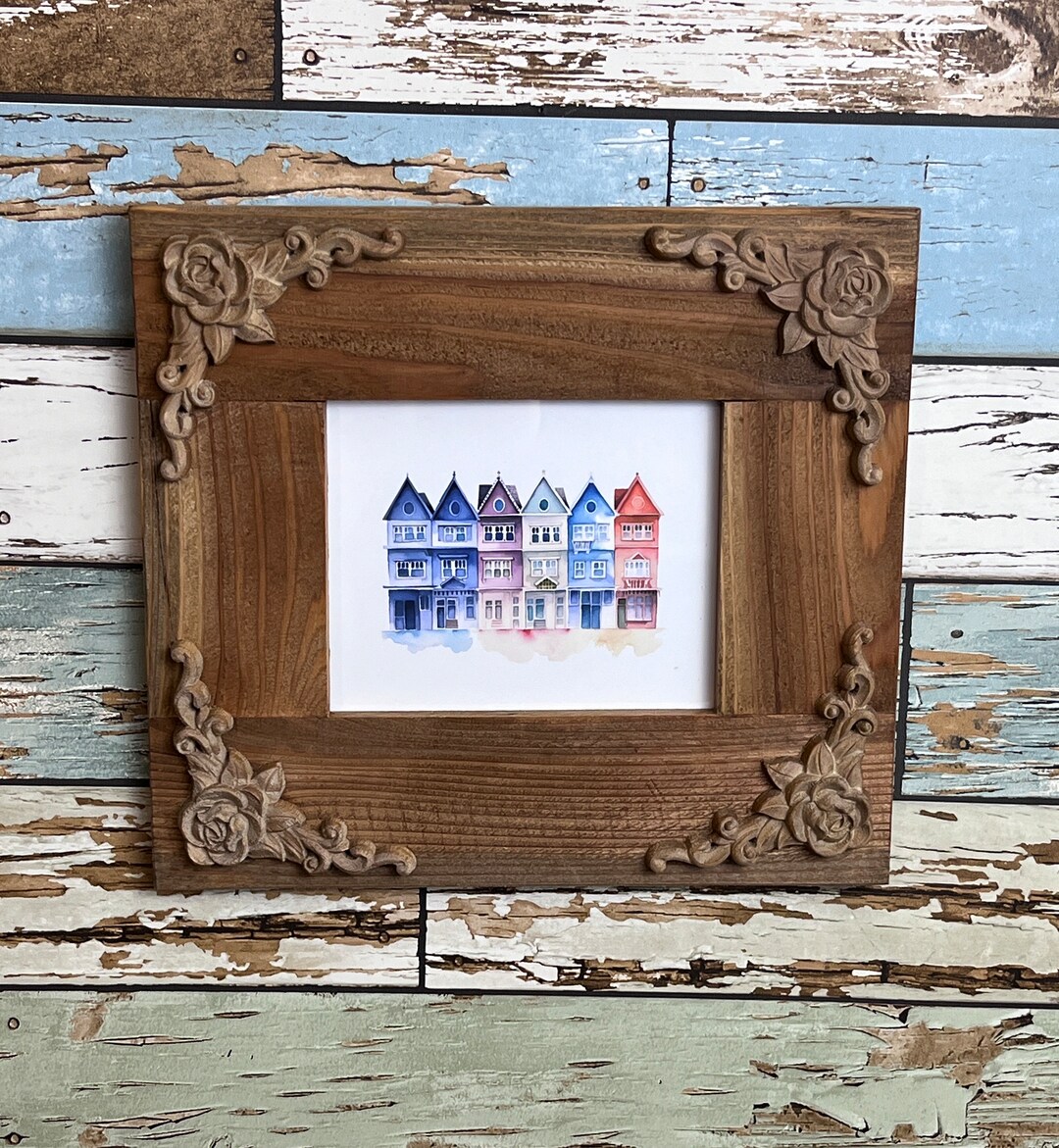 Solid Wood Handmade Rustic Farmhouse Picture Frame Wall Decor Vintage Picture Wood Framed ...