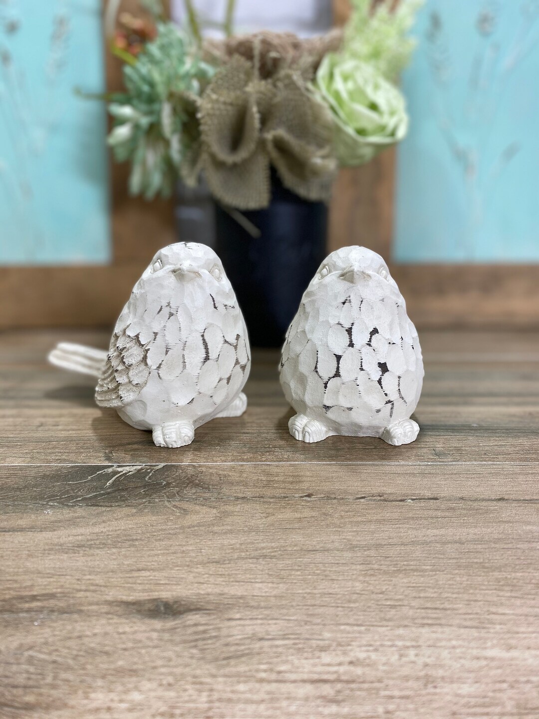 Pair of Birds Figurines Set of Two Birds Statues Farmhouse Decor Bird ...
