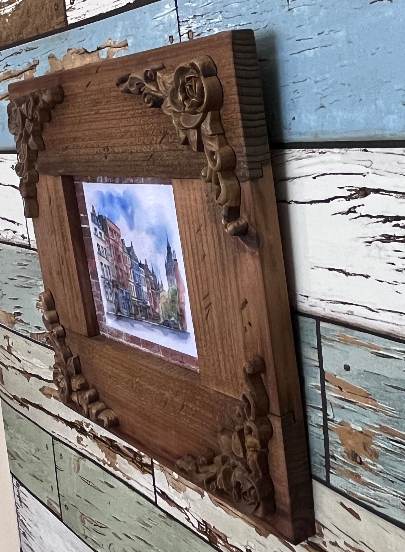 Solid Wood Handmade Rustic Farmhouse Picture Frame Wall Decor Vintage ...