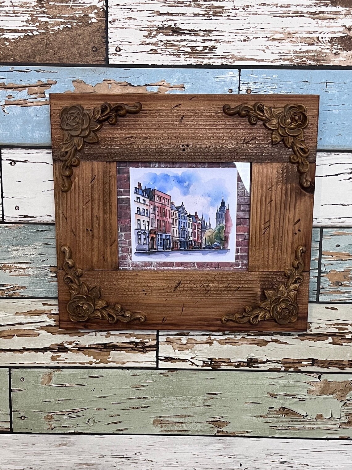 Solid Wood Handmade Rustic Farmhouse Picture Frame Wall Decor Vintage ...