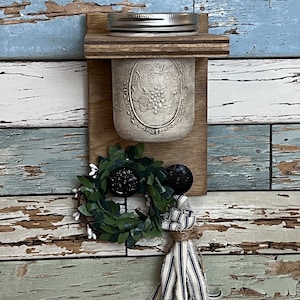Mason Jar Rustic Farmhouse All Decor Mason Jar Vase Wall Art Primitive ...