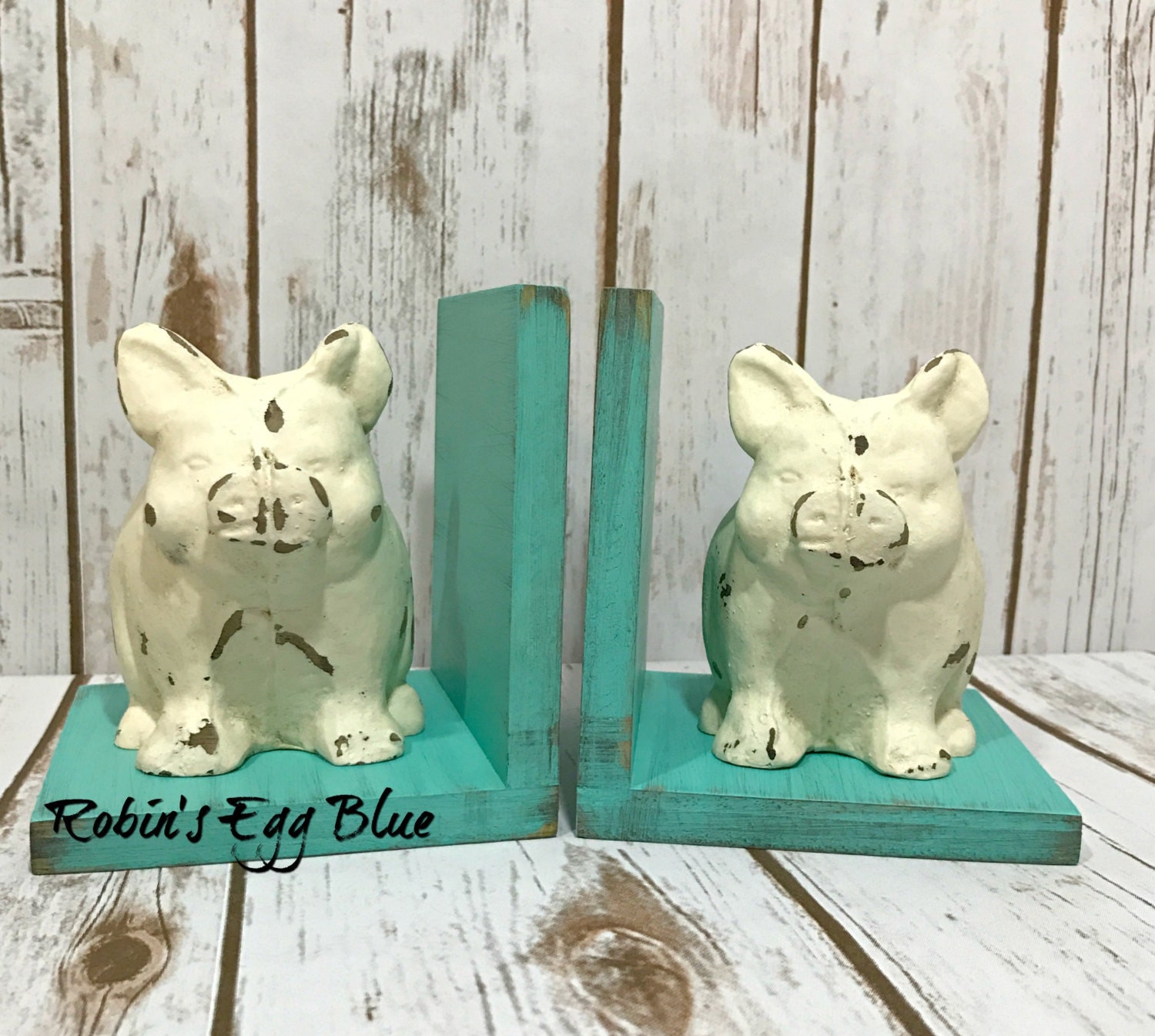 Pig Figurines Set of Bookends//Pig Book Ends//Available in a | Etsy