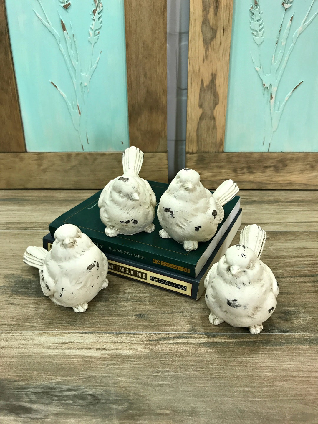 Set of Birds Figurines Set of Four Birds Bird Statues Farmhouse Decor ...