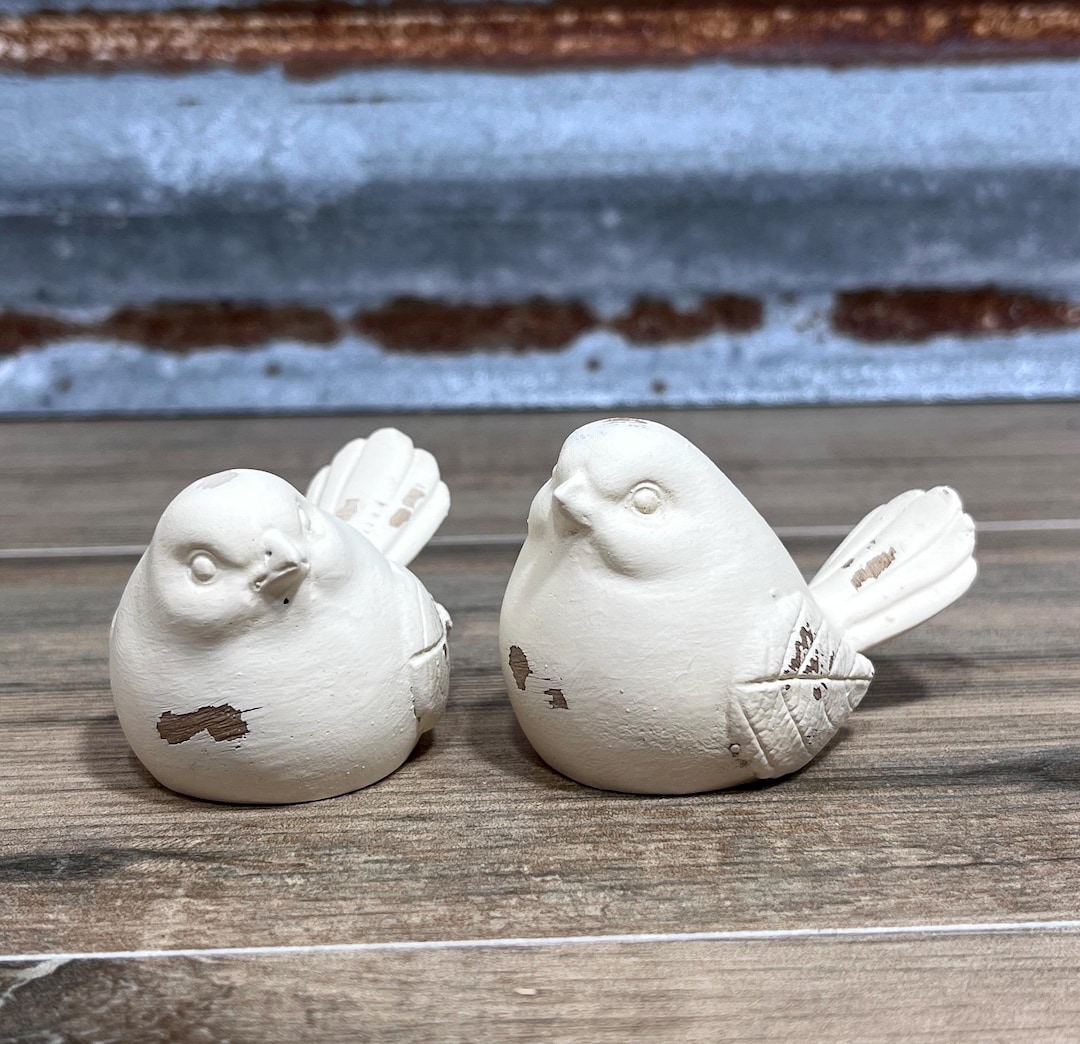 Pair of Birds Figurines Farmhouse Set of Bird Figurines Set of Shabby ...