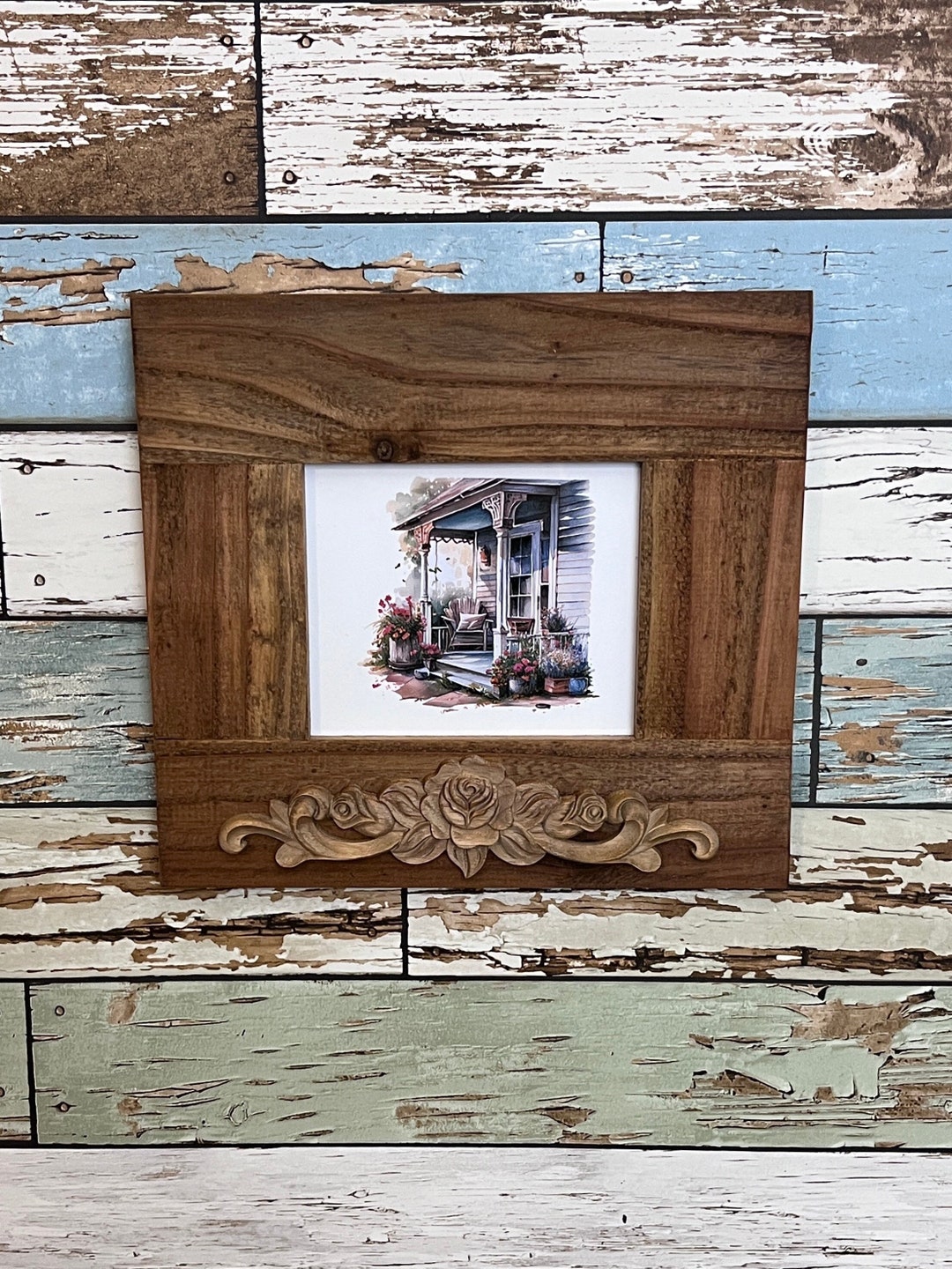 Solid Wood Handmade Rustic Farmhouse Picture Frame Wall Decor Vintage ...