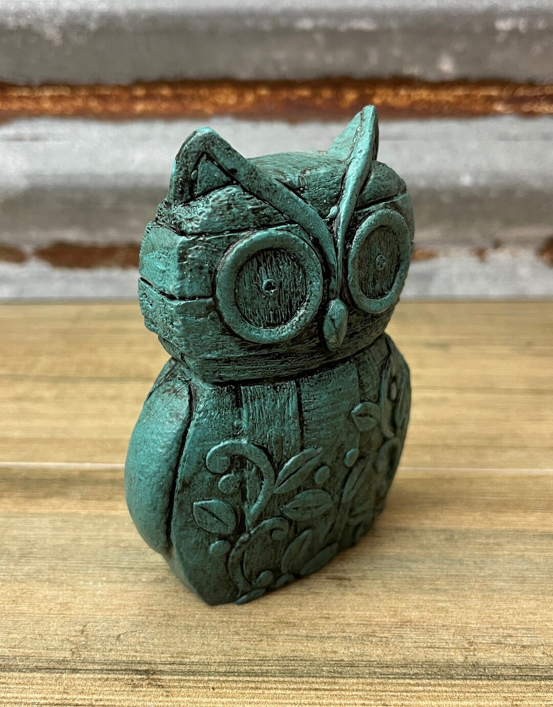 Ready to Ship Distressed Owl Figurine Faux Wood Look Owl Figurine Owl ...