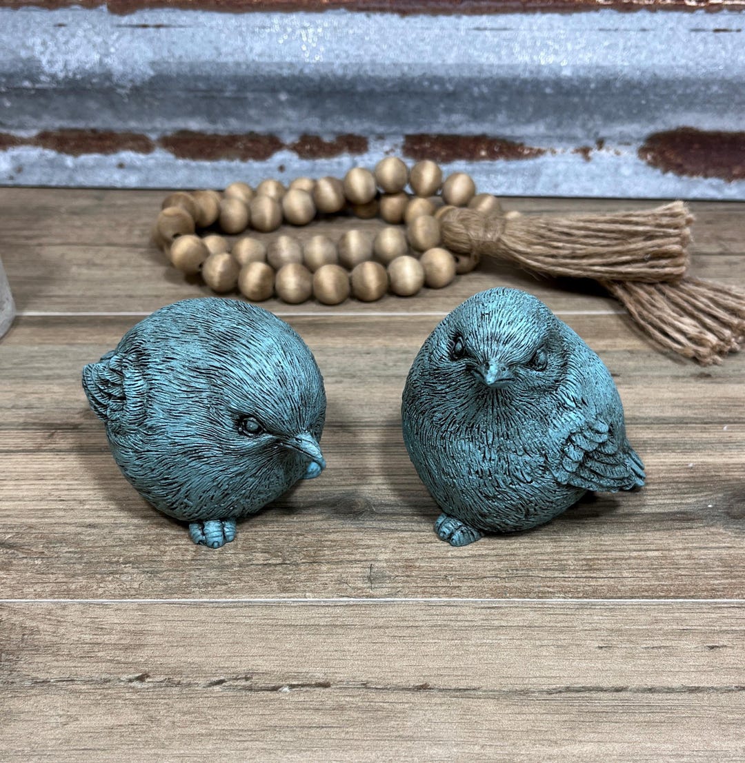 Pair of Birds Figurines Set of Two Birds Statues Farmhouse Decor Bird ...
