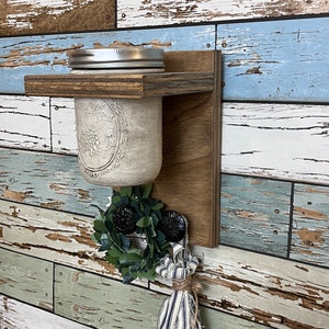 Mason Jar Rustic Farmhouse All Decor Mason Jar Vase Wall Art Primitive ...