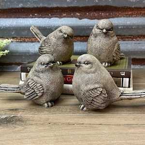 Set of Birds Figurines Set of Four Birds Bird Statues Farmhouse Decor ...