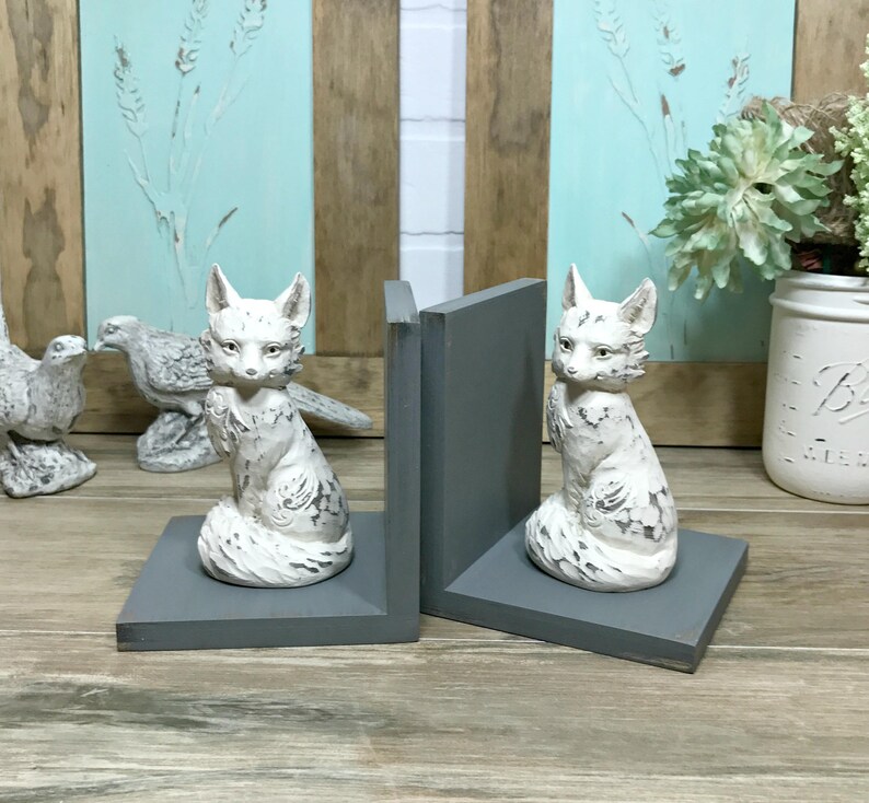 Fox Figurines Set of Bookends Fox Book Ends Rustic Fox Farmhouse Decor ...