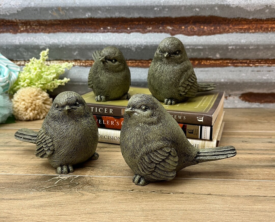 Set of Birds Figurines Set of Four Birds Bird Statues Farmhouse Decor ...