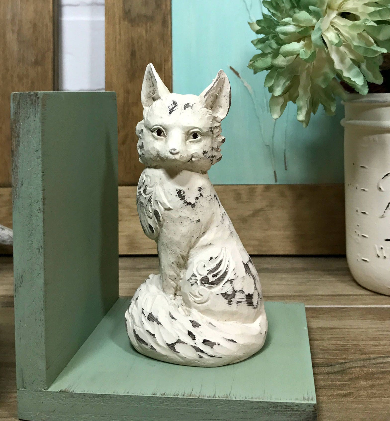 Fox Figurines Set of Bookends Fox Book Ends Rustic Fox Farmhouse Decor ...