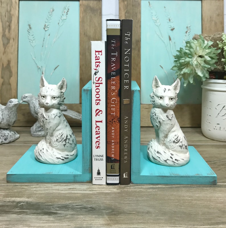 Fox Figurines Set of Bookends Fox Book Ends Rustic Fox Farmhouse Decor ...