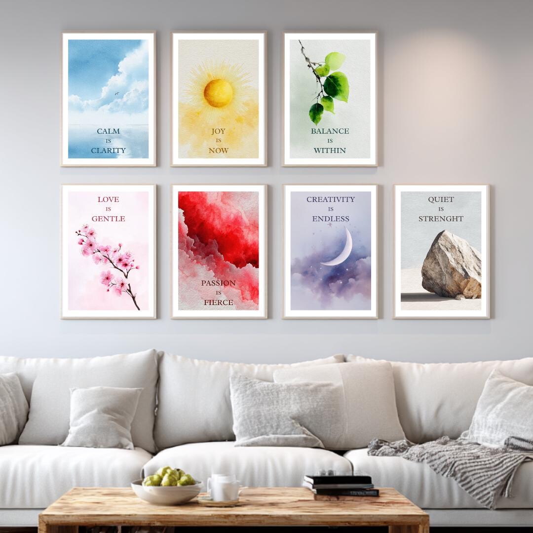 Color Psychology Wall Art Bundle | 7 Watercolor Prints | Minimalist ...