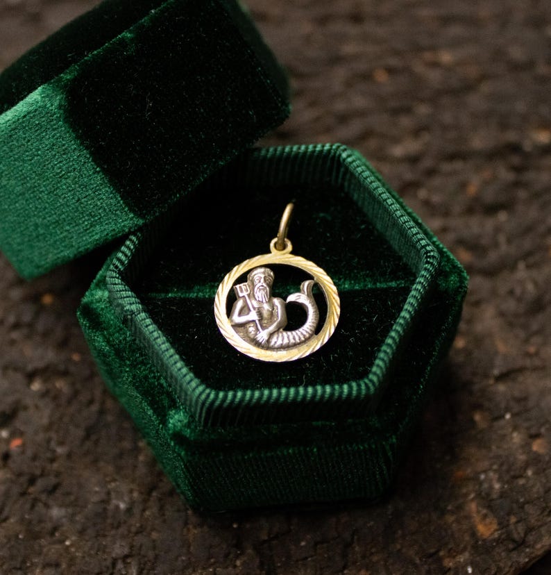 1970s Vintage Silver Poseidon Aquarius Zodiac Pendant | Triton God of ...