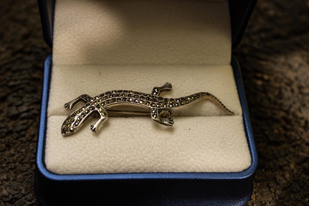Vintage Sterling Silver Lizard Brooch – Marcasite Art Deco Jewelry - Etsy