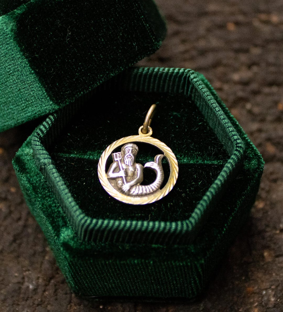 1970s Vintage Silver Poseidon Aquarius Zodiac Pendant | Triton God of ...