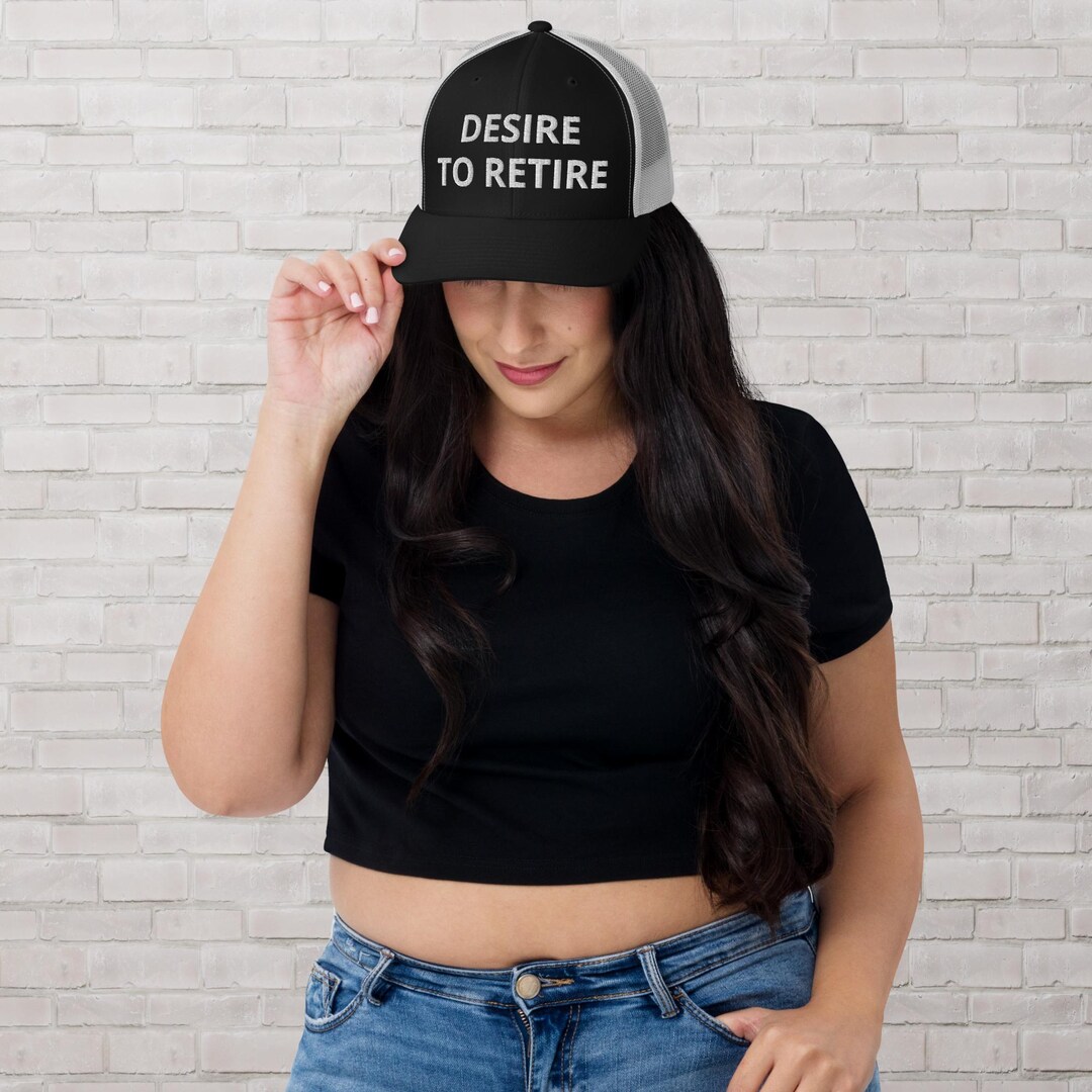 Desire to Retire Trucker Hat - Funny Retirement Gift, Embroidered Mesh ...