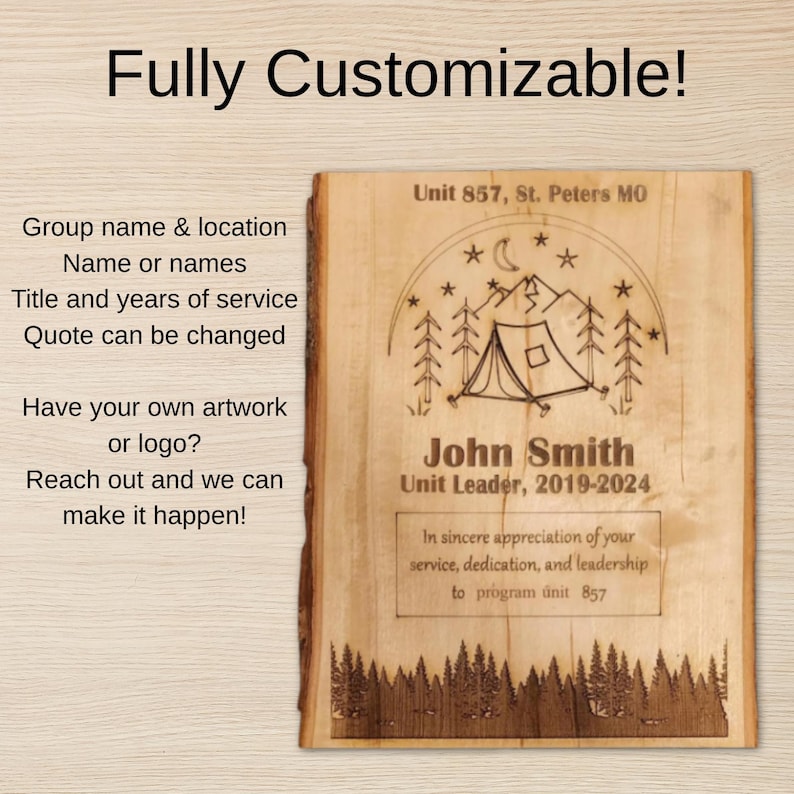 Rustic Volunteer Recognition Plaque – Live Edge Wood | Customizable ...