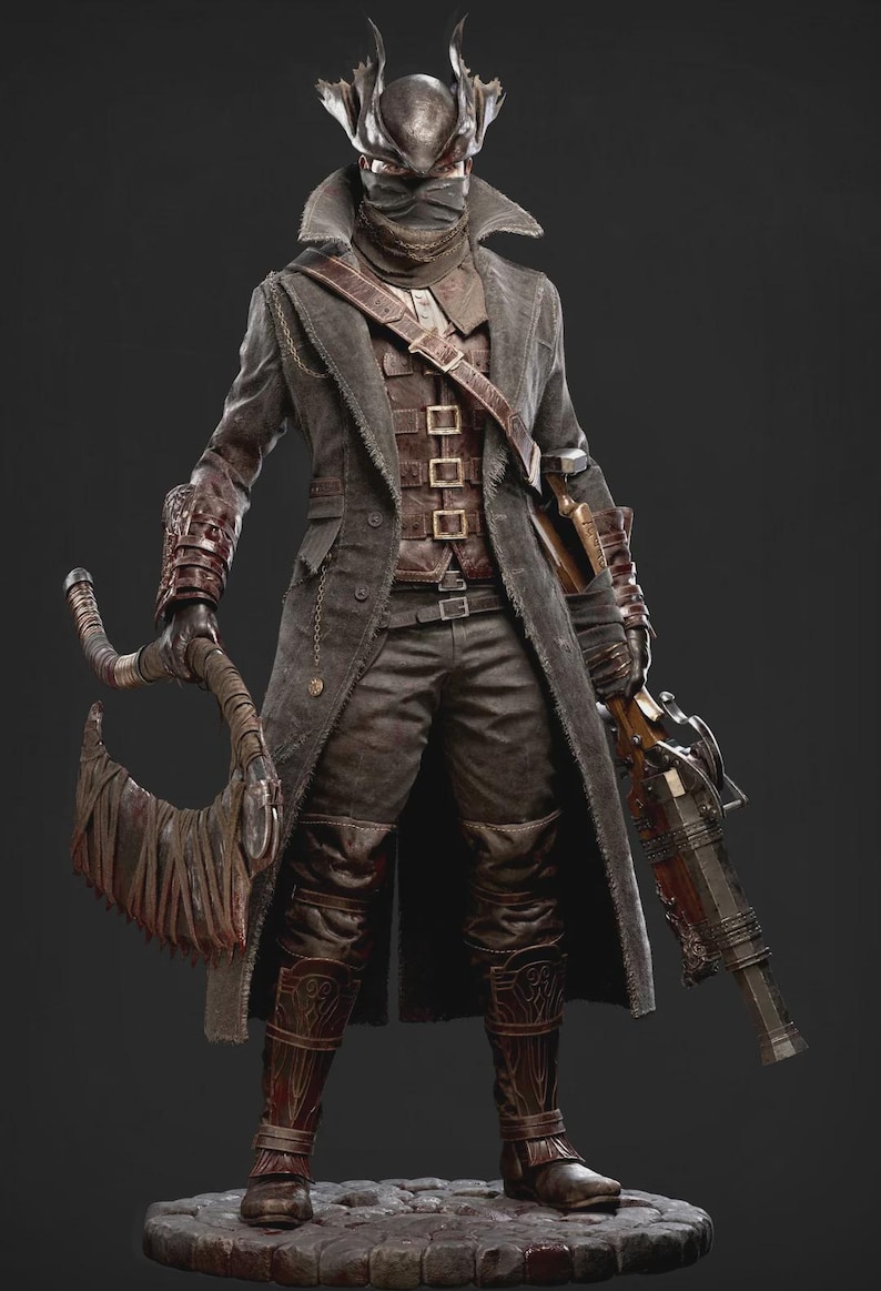 Bloodborne Hunter Leather Coat: Cosplay Trench Duster With Detachable ...