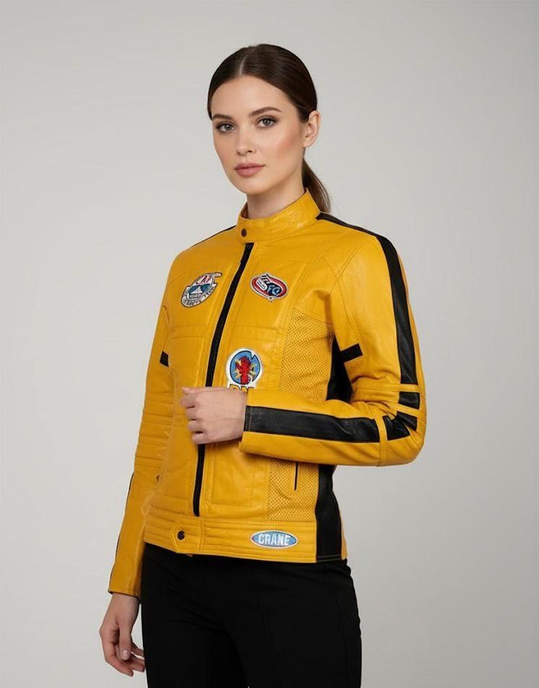 Beatrix Kiddo Costume Kill Bill Yellow Leather Biker Jacket – Beatrix ...