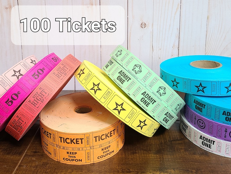 100 Colorful Circus Carnival Tickets - Pick Your Color! Circus Theme ...
