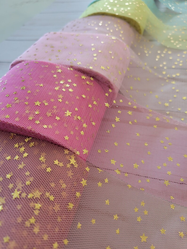 Gold Star Tulle 25 Yds Glitter Star Tulle Metallic Gold - Etsy