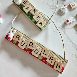 Santa and Rudolph Ornaments - Scrabble Tile Ornaments - Etsy