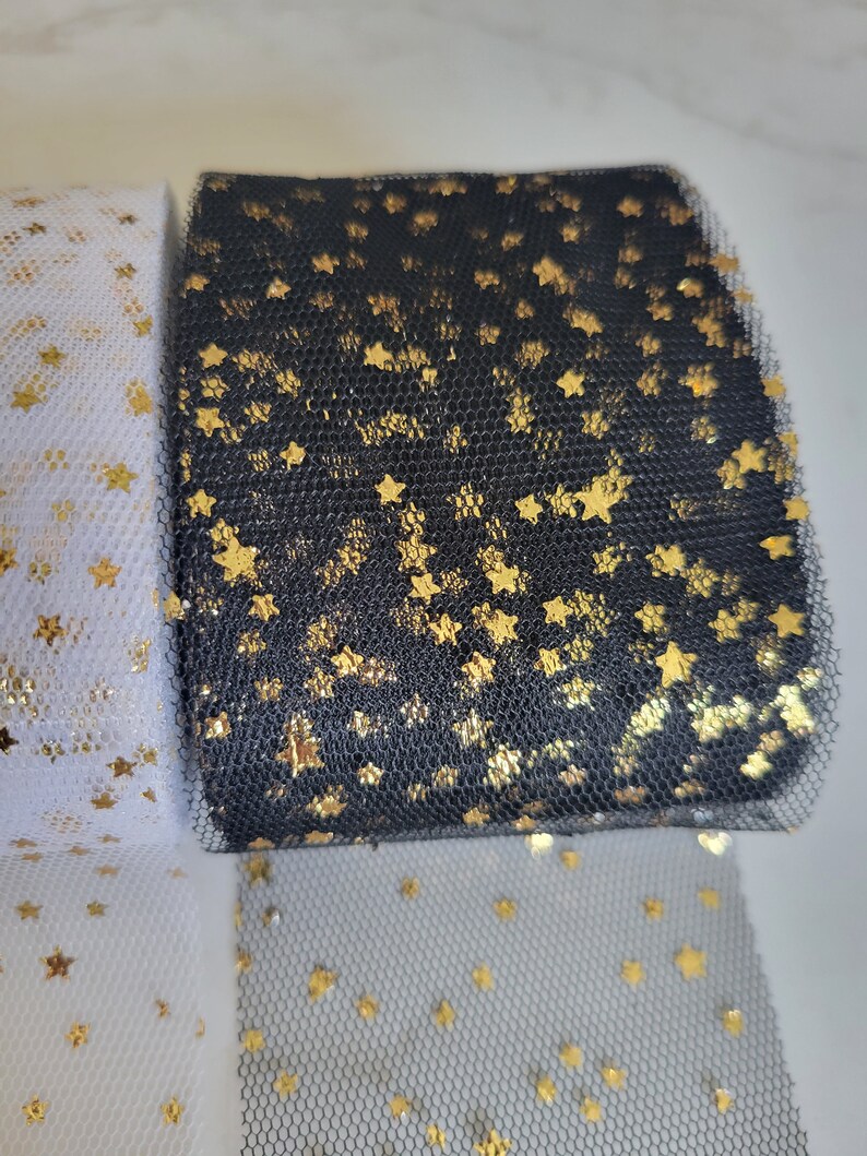 Gold Star Tulle 25 Yds Glitter Star Tulle Metallic Gold - Etsy