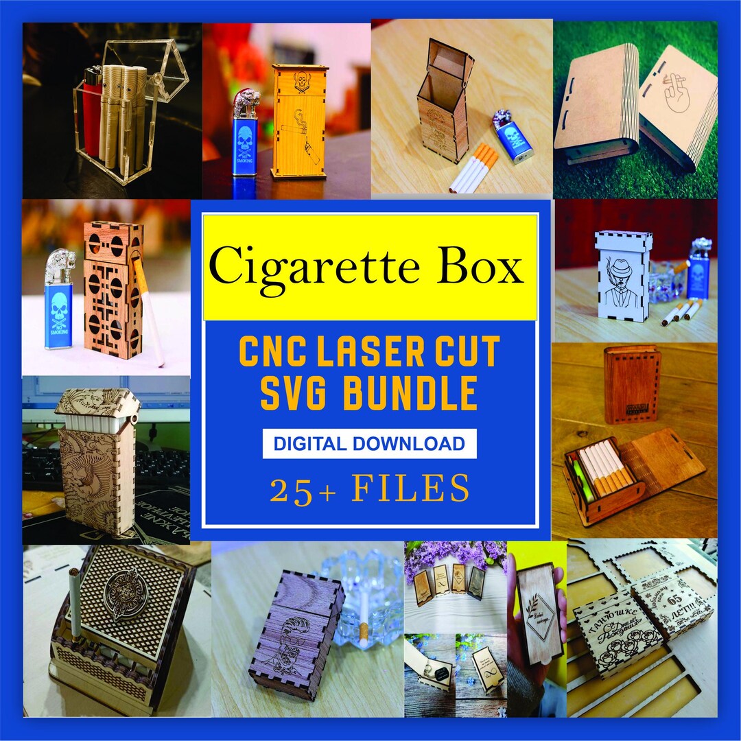 Laser Cut Cigarette Box SVG Bundle 25+ CNC Designs for Wood & MDF and ...