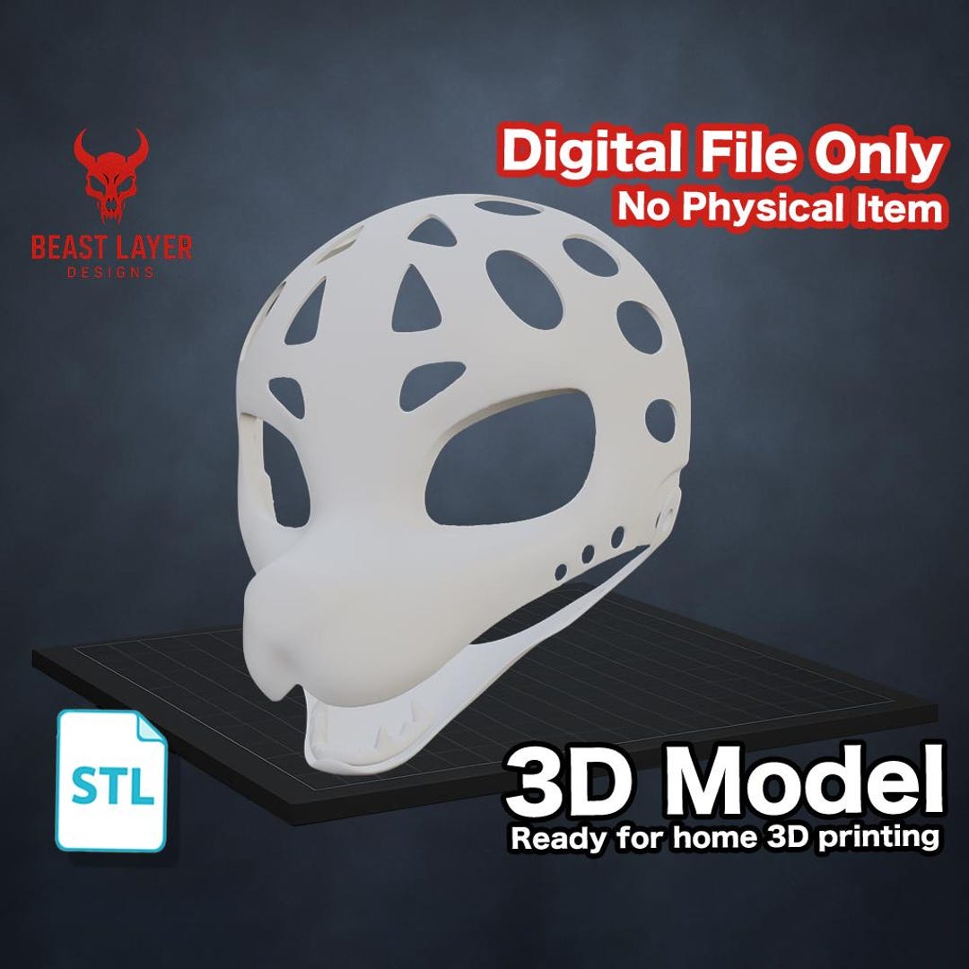 Moving Jaw Kig Fursuit Head Base STL File DIY 3D Print Kemono Eyeblank ...