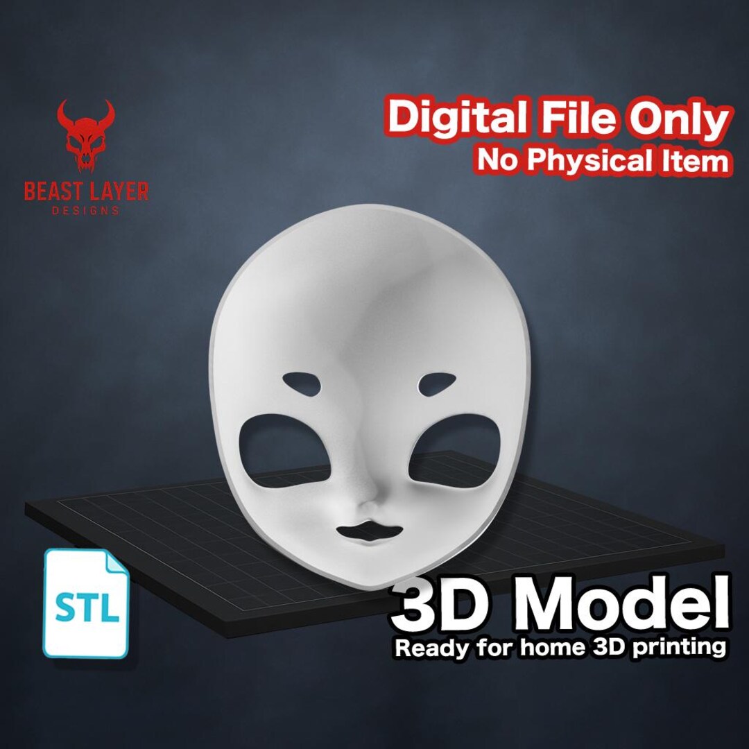 3D Printable Fursuit Head Base | Kemono Anime Mask STL File | Furry ...