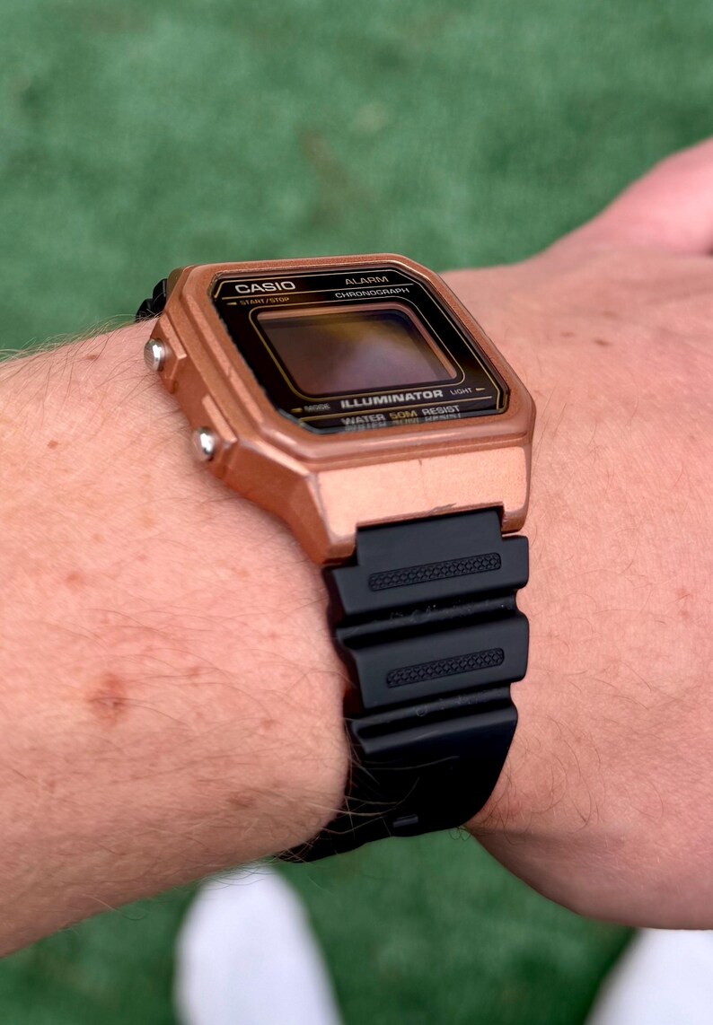 Casio Illuminator Retro Digital Watch | Copper-tone Case | Red Display ...