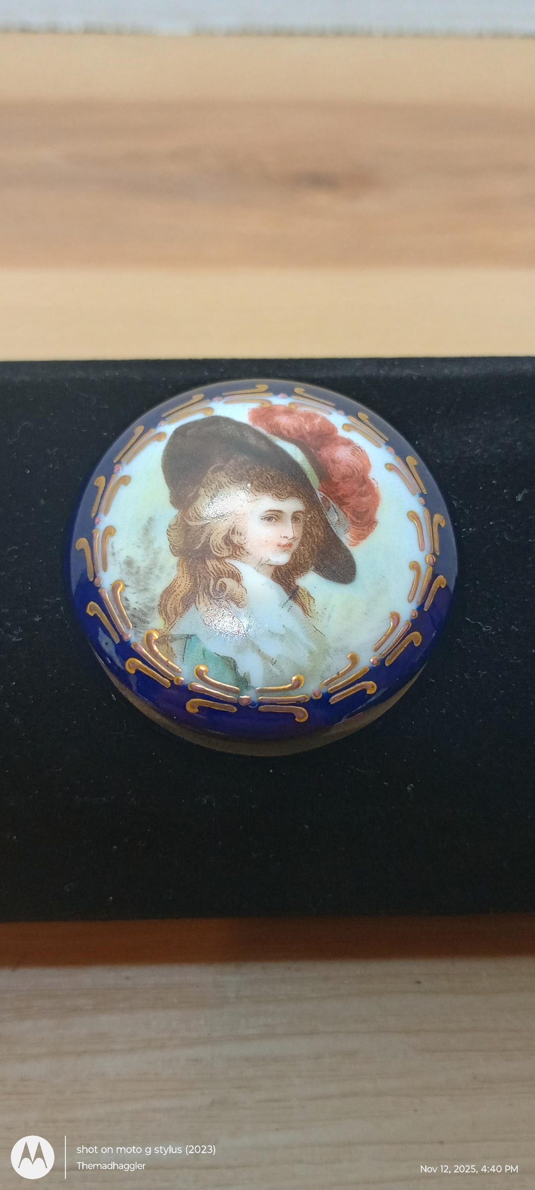 Vintage Hand-painted Porcelain Portrait Brooch Base - Gold Scrollwork ...