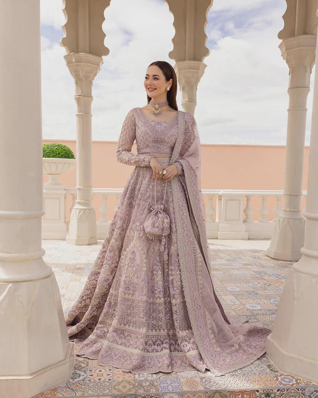Nikkah Partywear Walima Guest Outfit Custom Embroidery Stitched, Lilac ...