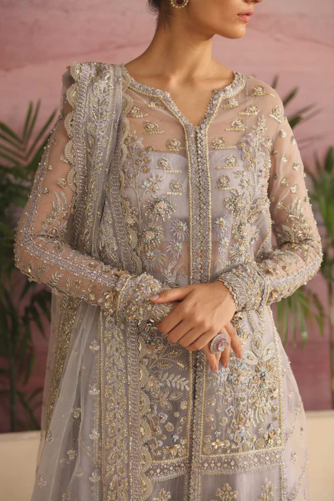 Reception Net Bridal Nikkah Dress, Kaamdani Couture Indian Wedding ...