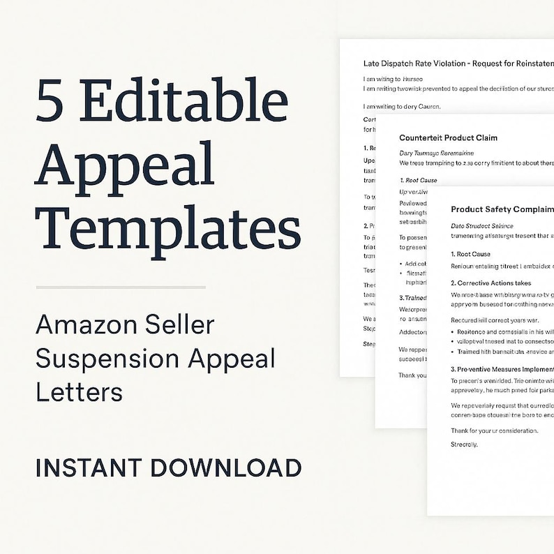 Amazon Appeal Letter Templates Bundle – 5 Editable Seller Suspension ...