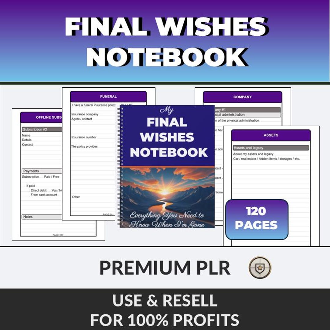 PLR Digital Products & MRR: Final Wishes Notebook (editable Powerpoint ...