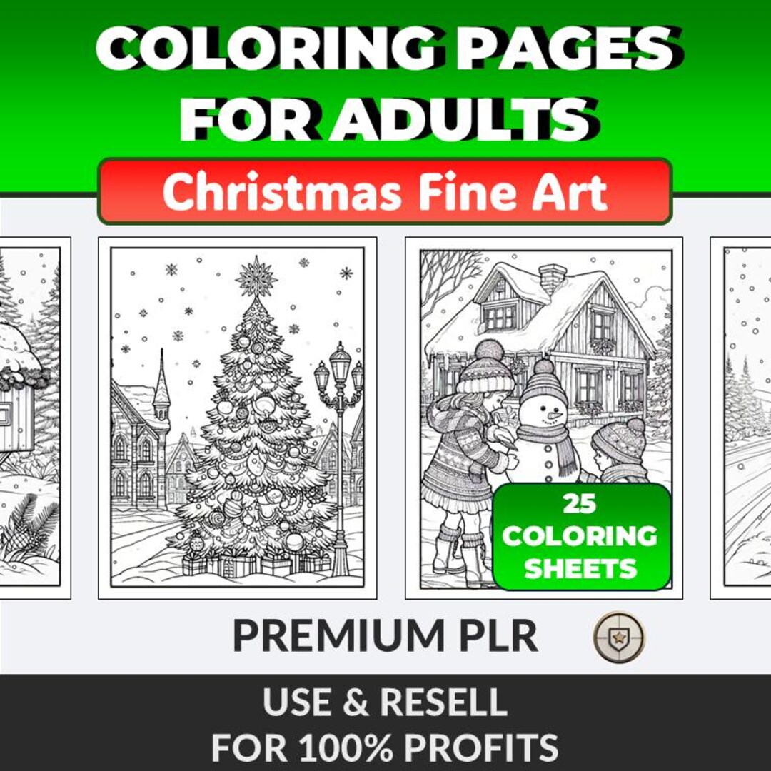 PLR Christmas PLR Holiday Digital Products Ready-to-sell Coloring Pages ...