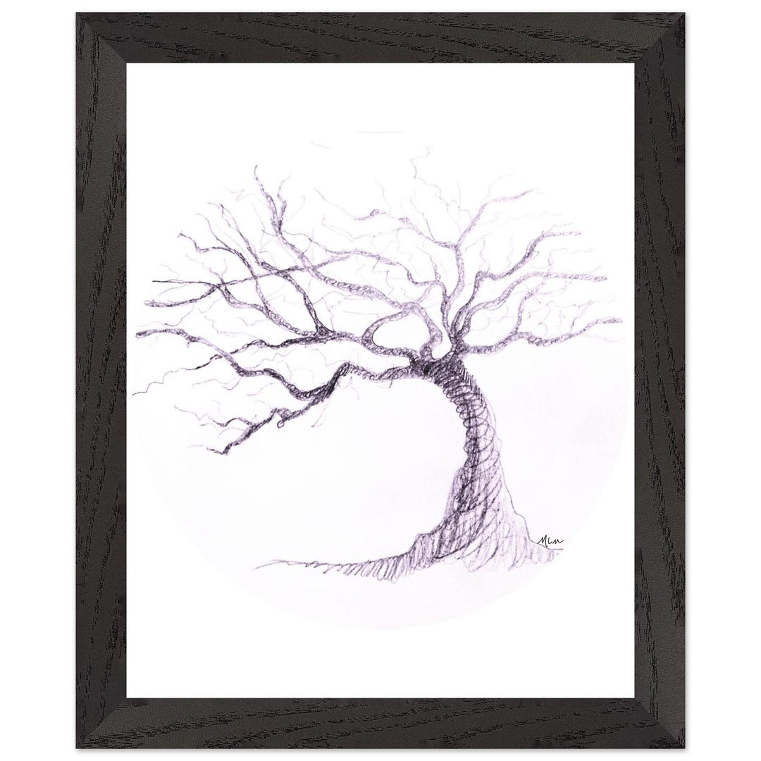 Purple Willow Tree Print | Moody Black and White Minimalism | Framed ...