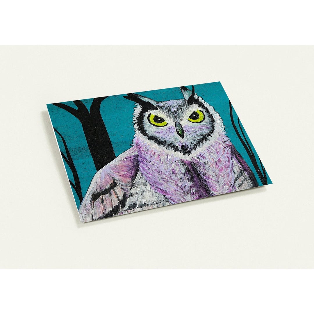 Purple Owl Cards - With Poem | Pack of 10 Greeting Cards | Cottage Core ...