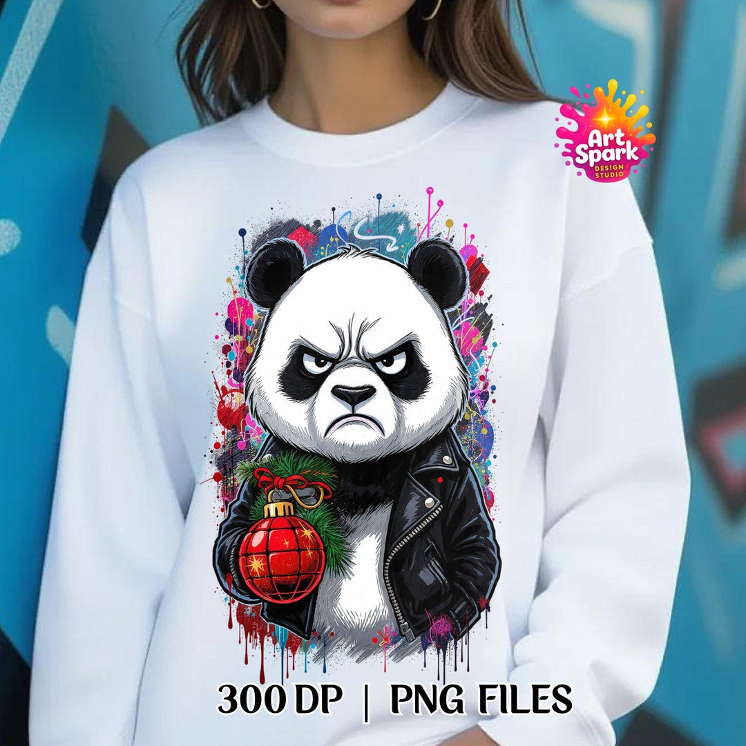 Grumpy Christmas Panda PNG – Angry Panda With Ornament, Funny Holiday ...